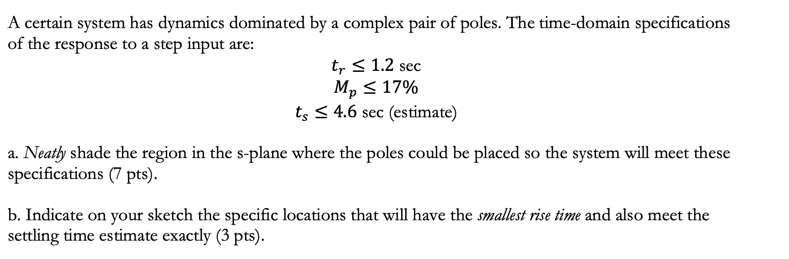 Solved A certain system has dynamics dominated by a complex | Chegg.com