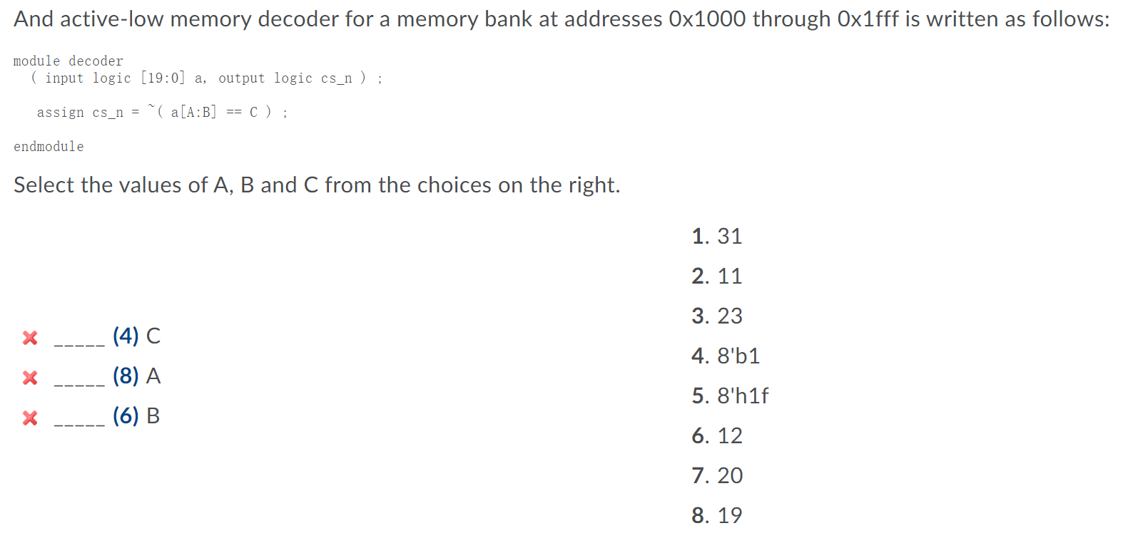 Solved And active-low memory decoder for a memory bank at | Chegg.com