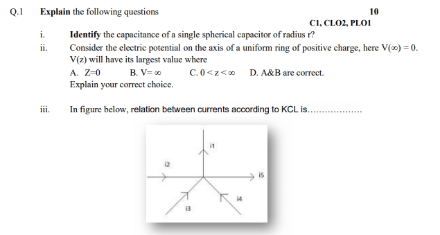 Solved Q.1 Explain the following questions 10 CI, CLO2, PLOI | Chegg.com