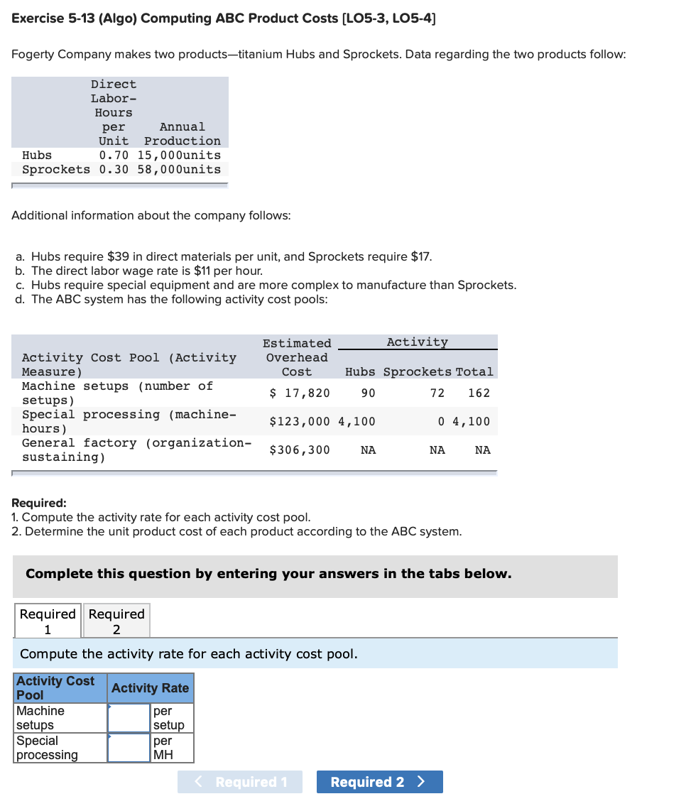 Solved Exercise 5-13 (Algo) Computing ABC Product Costs | Chegg.com