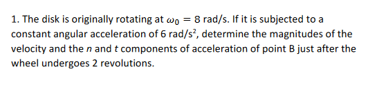 Solved 1. The disk is originally rotating at ω0=8rad/s. If | Chegg.com