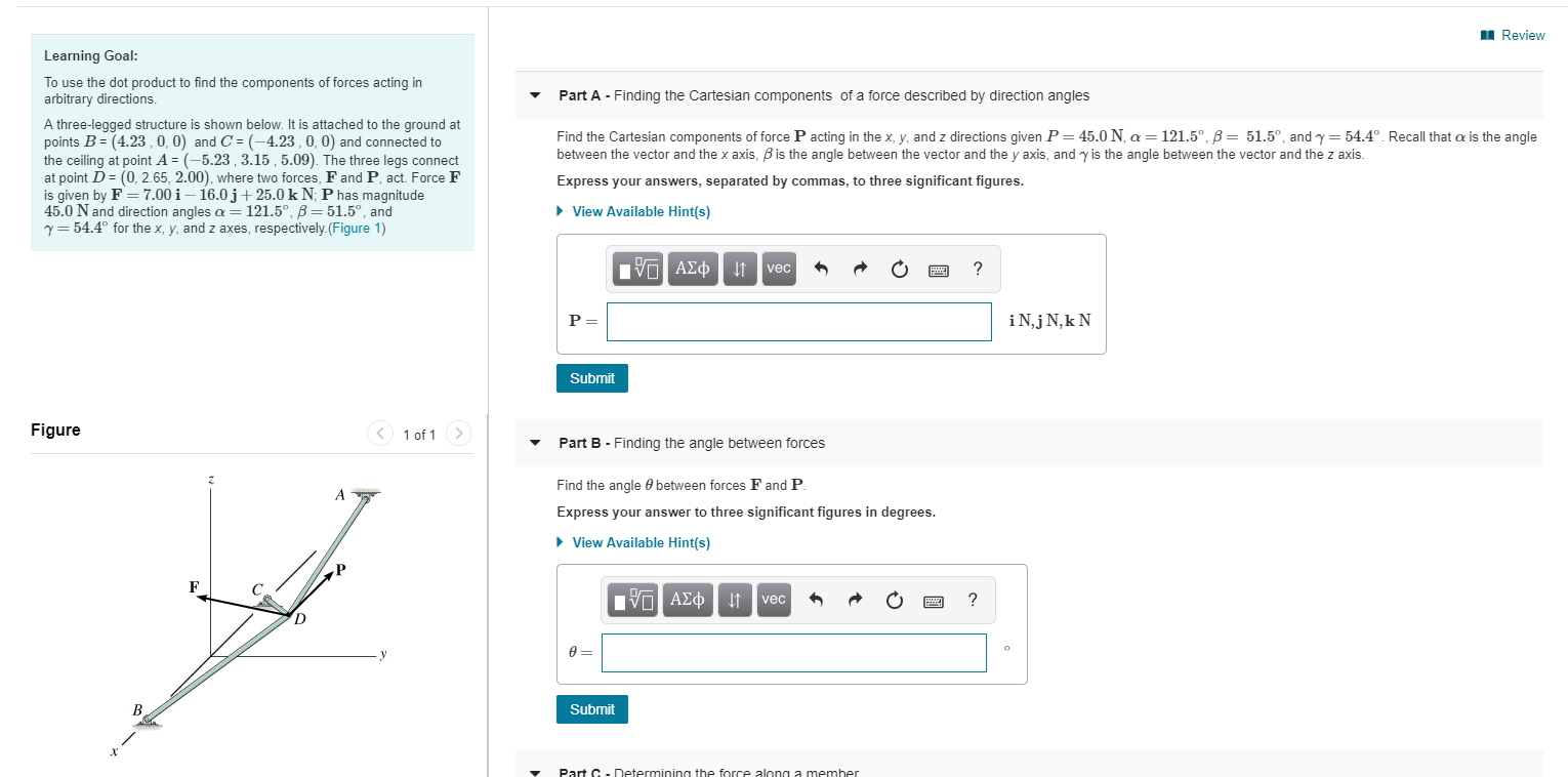 Solved N Review Part A Finding The Cartesian Components Of 2433