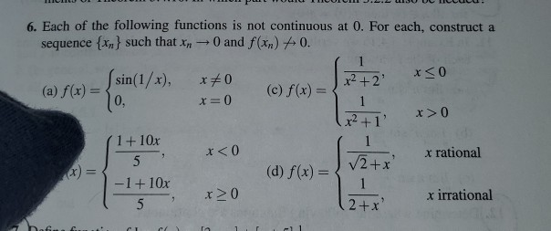 Solved 6. Each of the following functions is not continuous | Chegg.com