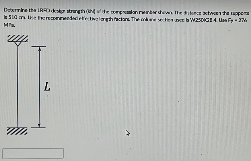 [Solved]: Determine the LRFD design strength (kN) of the c