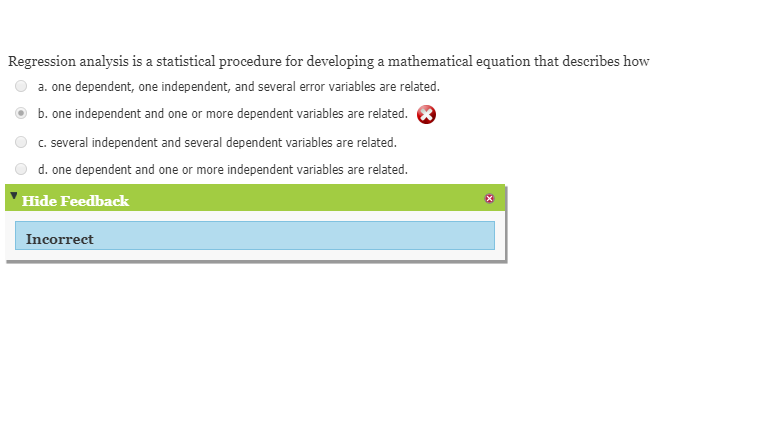 Solved Regression analysis is a statistical procedure for | Chegg.com