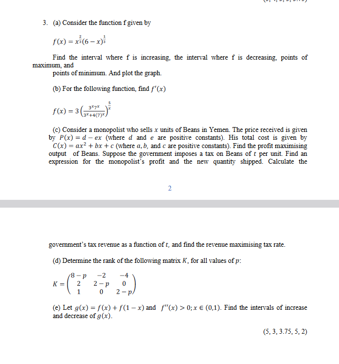 Solved 3. (a) Consider the function f given by | Chegg.com