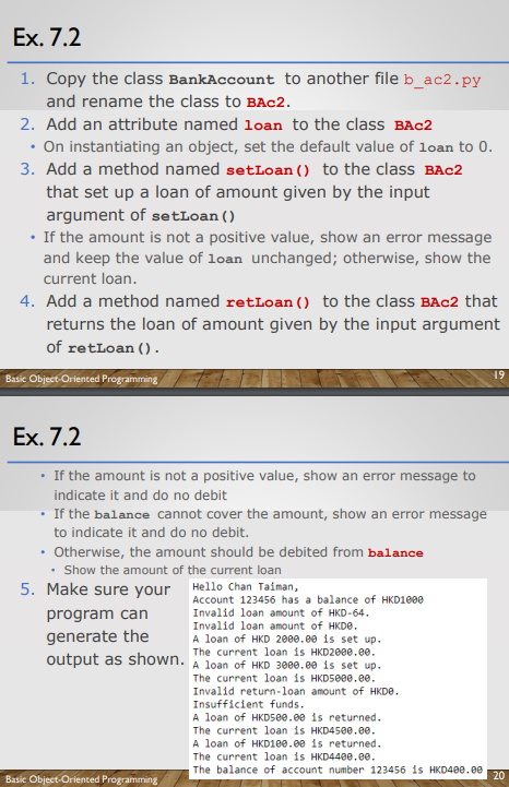 Solved 1. Copy the class BankAccount to another file | Chegg.com