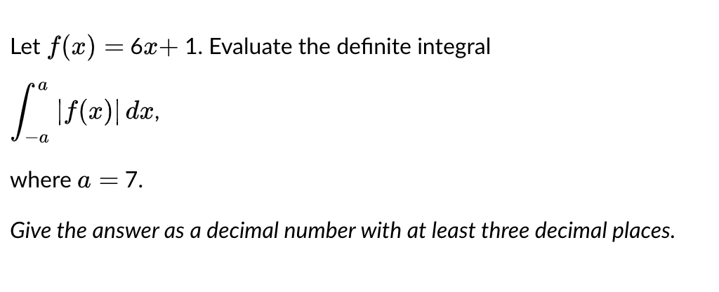 Solved Let f(x)=6x+1. ﻿Evaluate the definite | Chegg.com