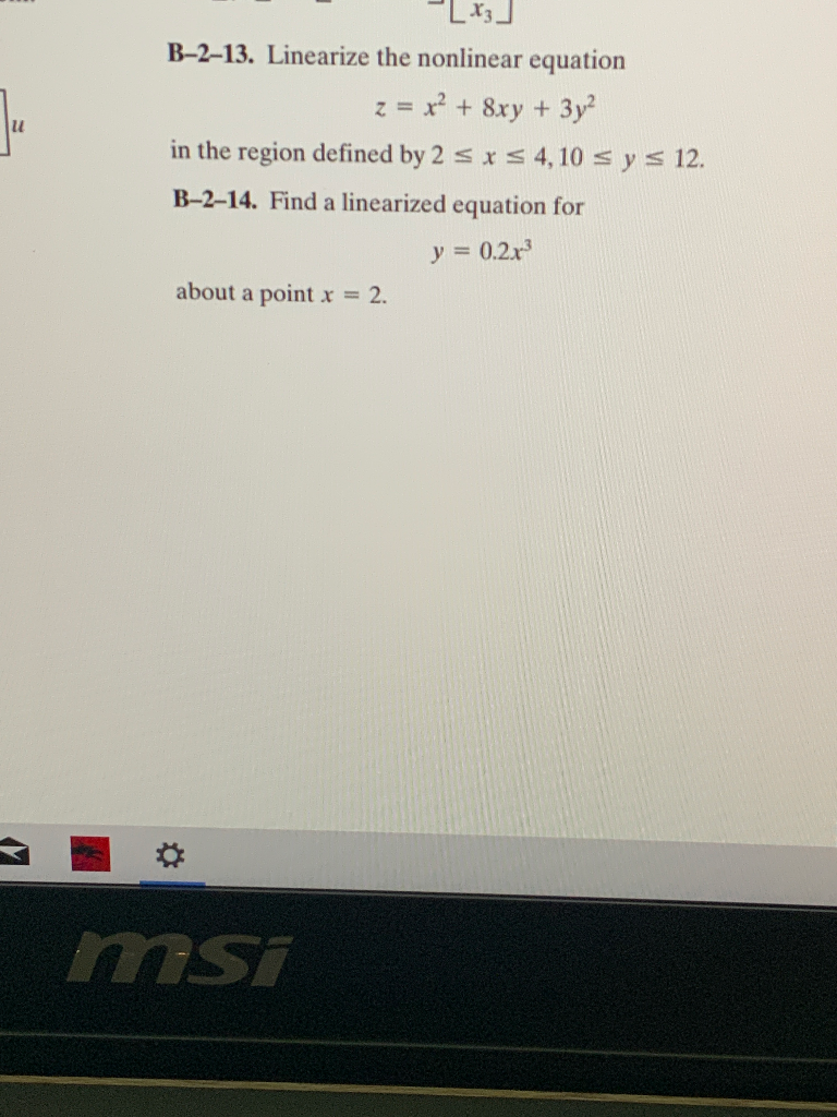 Solved LX B-2-13. Linearize the nonlinear equation z = x² + | Chegg.com