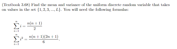 Solved (Textbook 3.68) Find the mean and variance of the | Chegg.com
