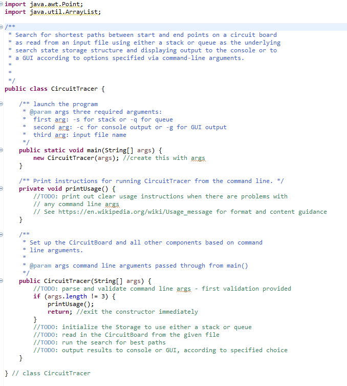 Solved I have a CircuitTracer.java class that has TODOs I | Chegg.com
