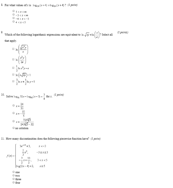 Solved 6. Solve 64x 5*=3 for x. (1 point) 31og 5-log 6 log | Chegg.com