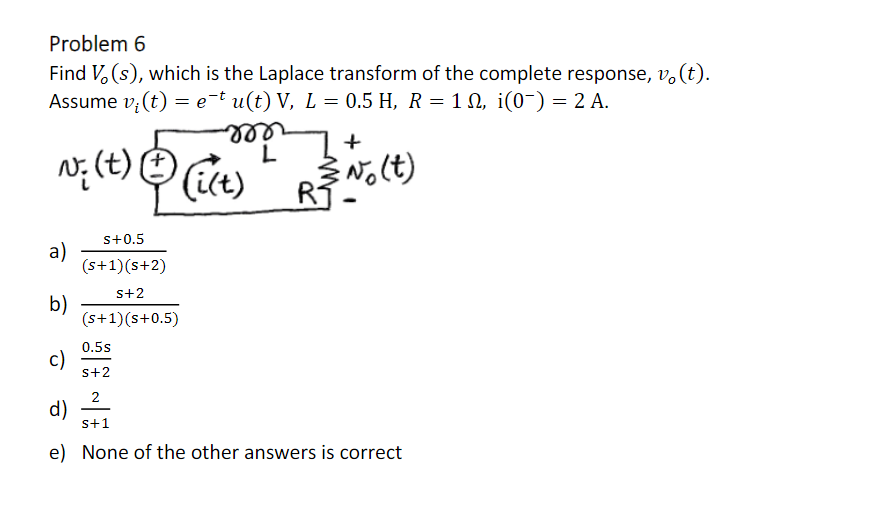Solved Problem 6Find Vo(s), ﻿which is ﻿the Laplace transform | Chegg.com