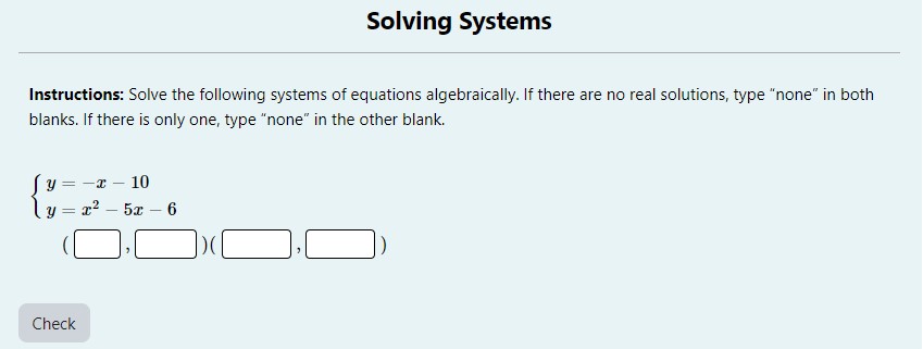 Solved Solving Systems Instructions Solve The Following 