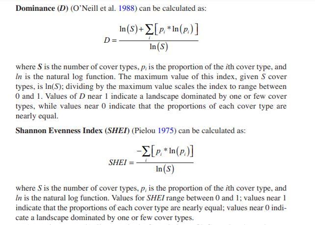 Solved Calculate the Dominance and Shannon Evenness Index | Chegg.com