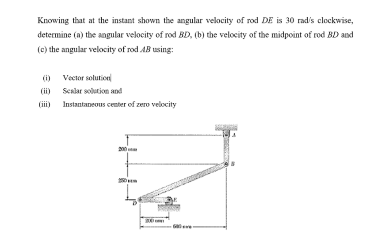 Solved Knowing that at the instant shown the angular | Chegg.com