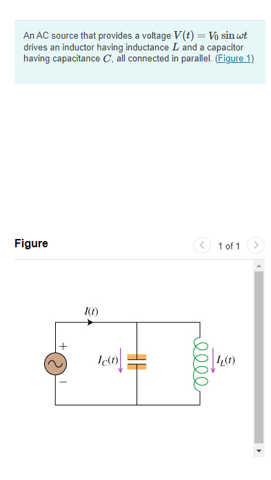 Solved An AC source that provides a voltage V(t)=V0sinωt | Chegg.com