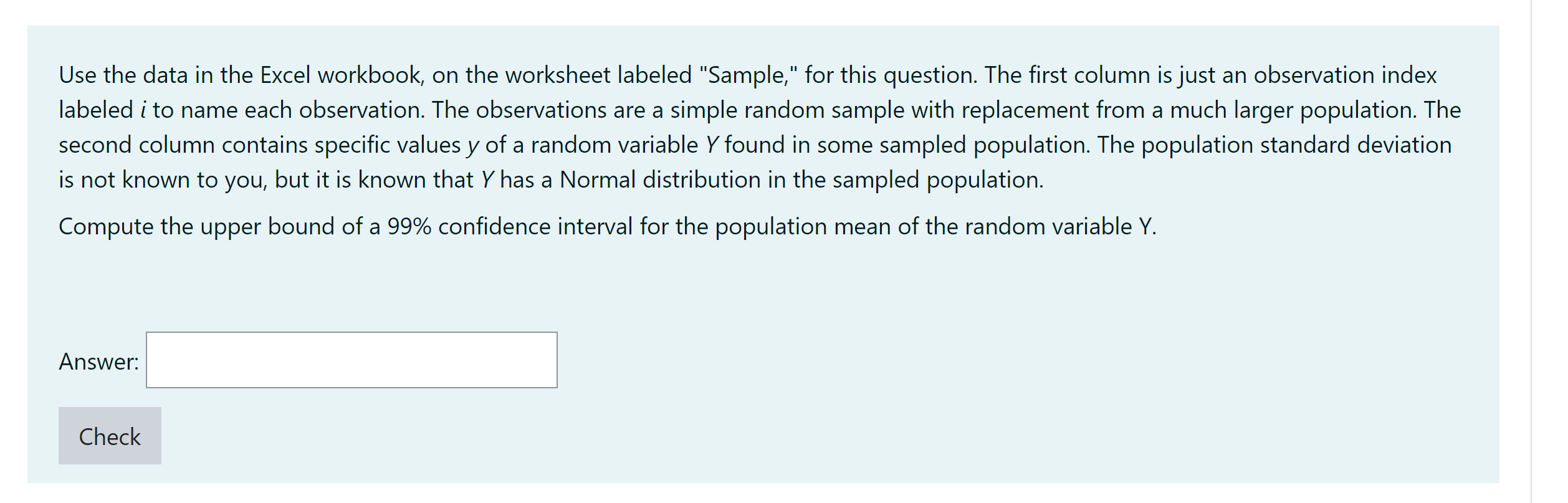 Solved Use the data in the Excel workbook, on the worksheet | Chegg.com