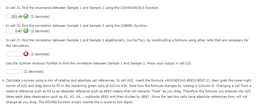 Solved (2 ﻿decimals)c. ﻿Calculate z-scores using a mix of | Chegg.com