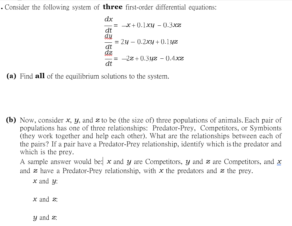Solved . Consider the following system of three first-order | Chegg.com