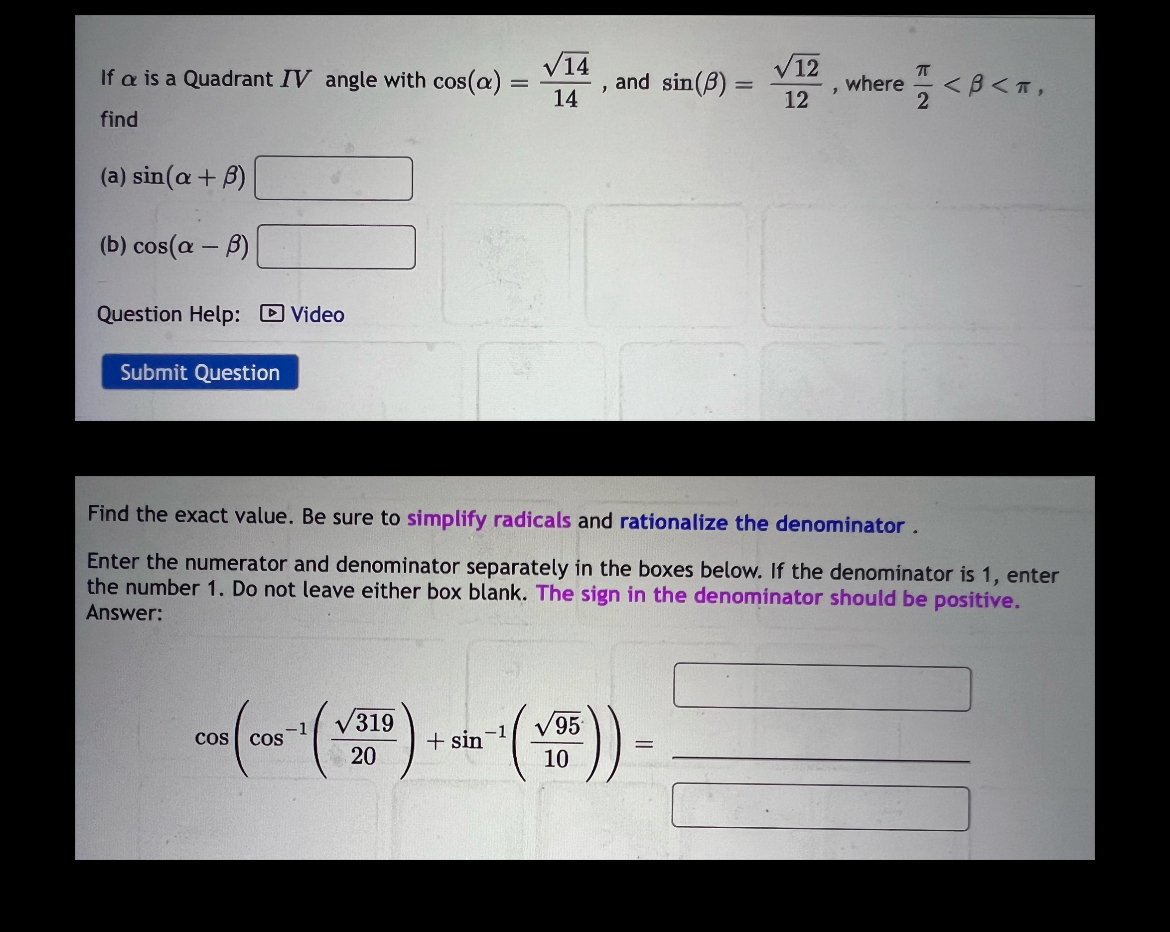 Solved Find the exact value. Be sure to simplify radicals | Chegg.com