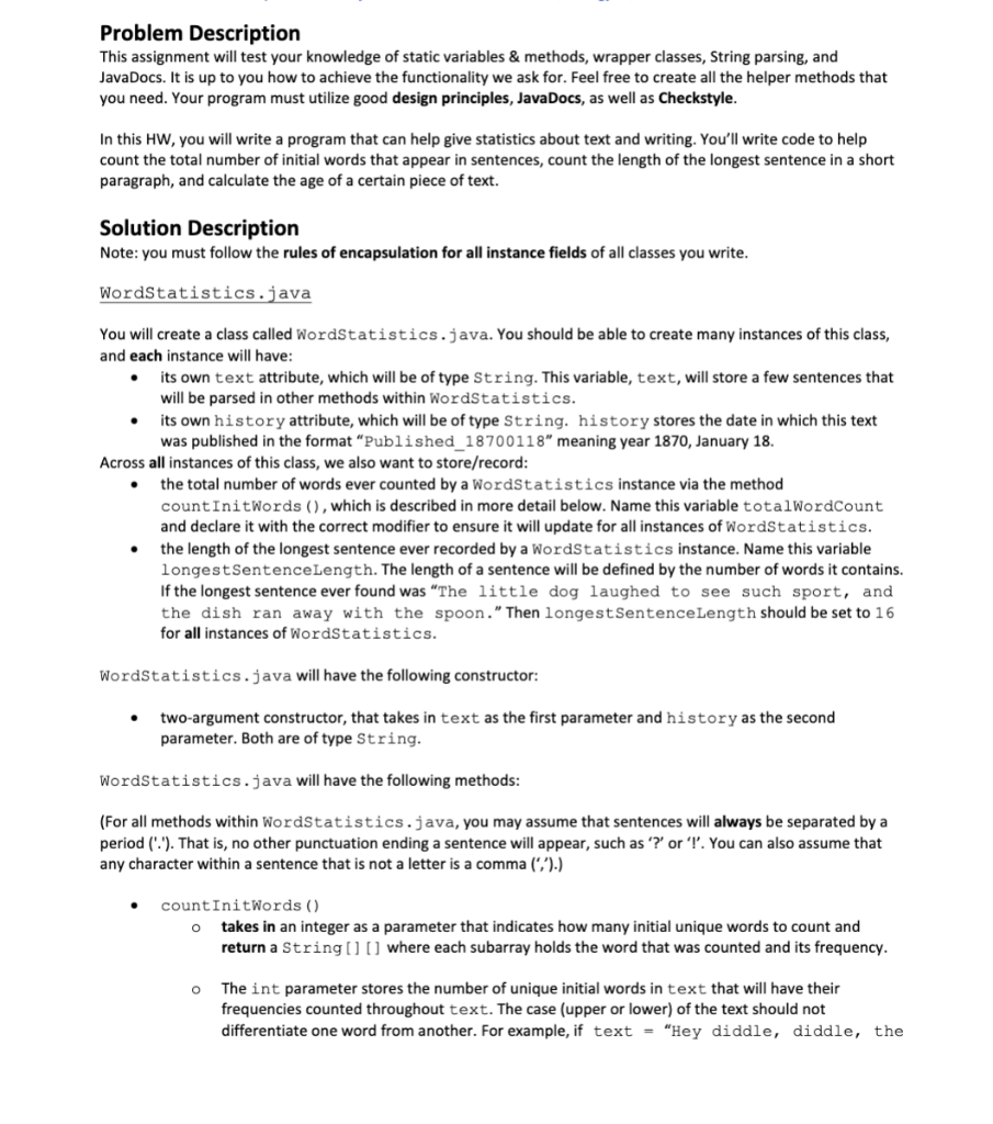 Solved Problem Description This assignment will test your | Chegg.com