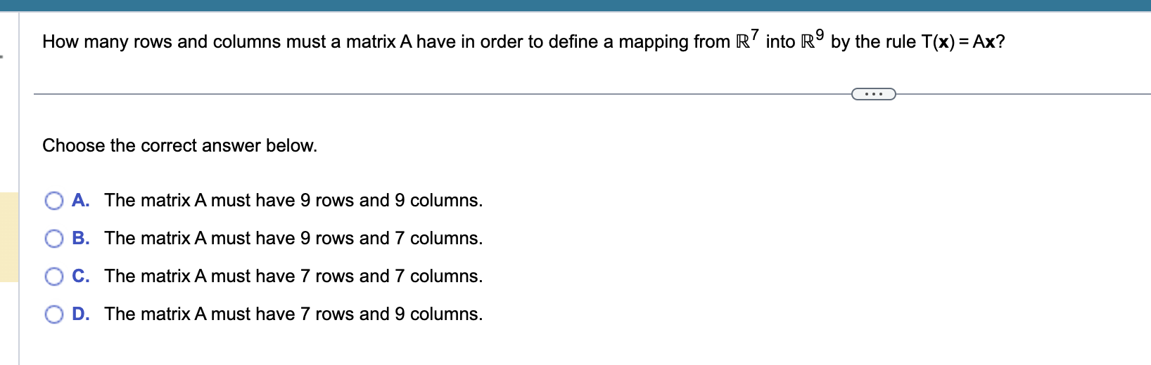 Solved How many rows and columns must a matrix A have in | Chegg.com