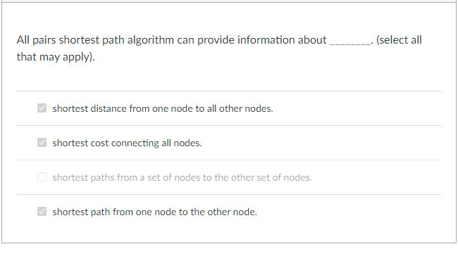 Solved (select all All pairs shortest path algorithm can | Chegg.com