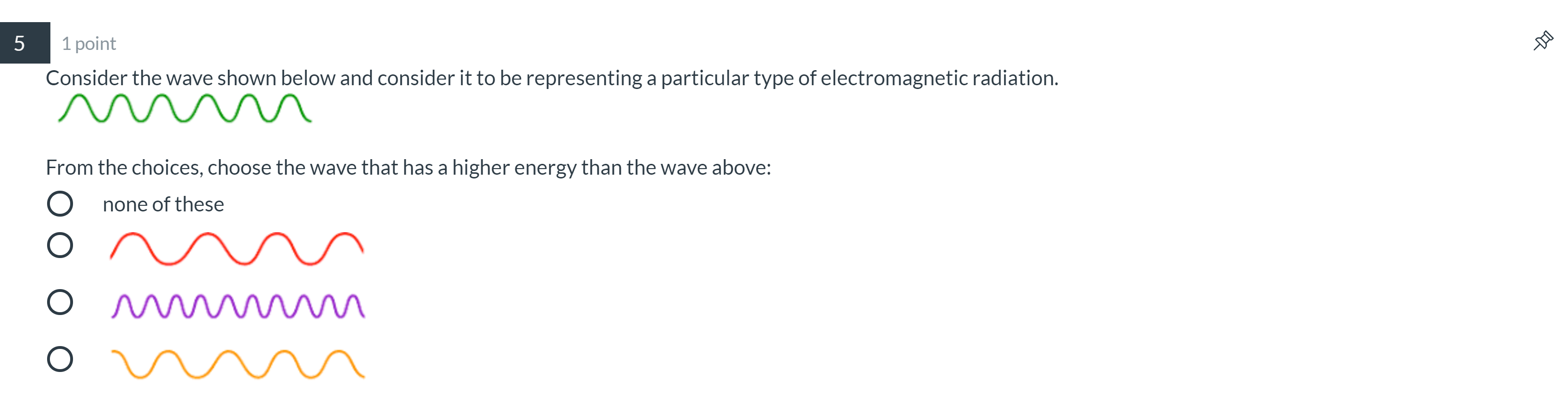 Solved 5 DIO 1 point Consider the wave shown below and | Chegg.com