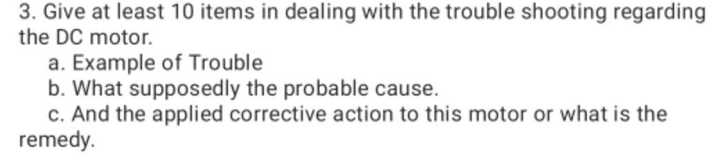 Solved 3. Give at least 10 items in dealing with the trouble | Chegg.com