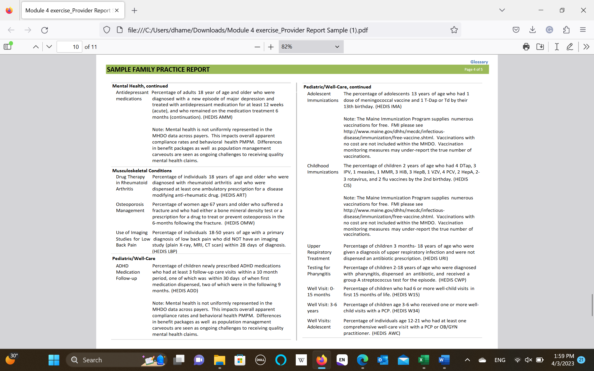 SAMPLE FAMILY PRACTICE REPORT Overall Summary by | Chegg.com