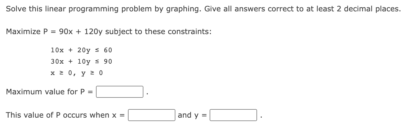 Solved Solve this linear programming problem by graphing. | Chegg.com