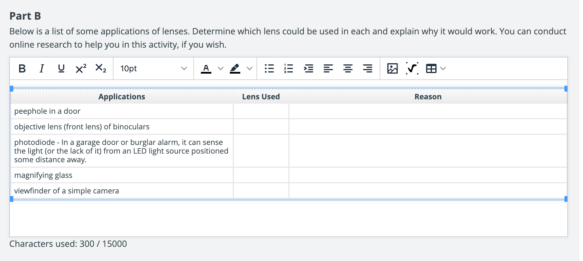 Solved Part B Below is a list of some applications of | Chegg.com