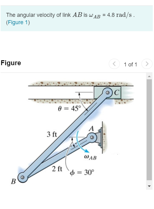 Solved The angular velocity of link AB is ωAB = 4.8 rad/s . | Chegg.com