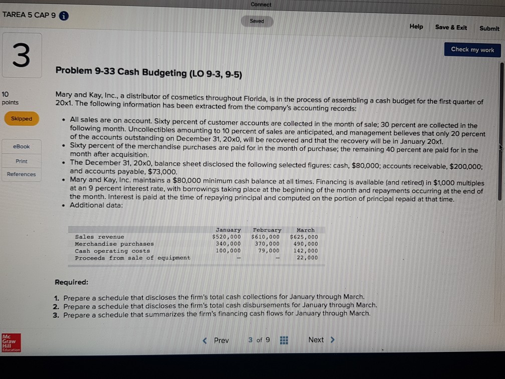 Solved TAREA 5 CAP 9 Saved Help Save & Exit Submlt 3 Check | Chegg.com