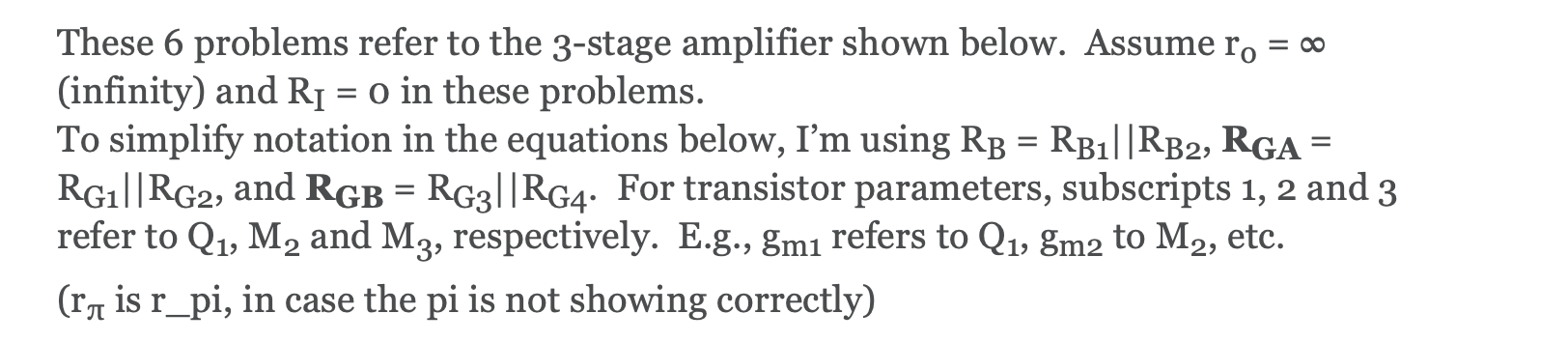Solved These 6 problems refer to the 3-stage amplifier shown | Chegg.com