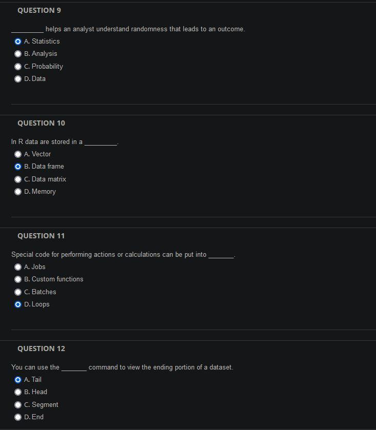 Solved QUESTION 9 helps an analyst understand randomness | Chegg.com
