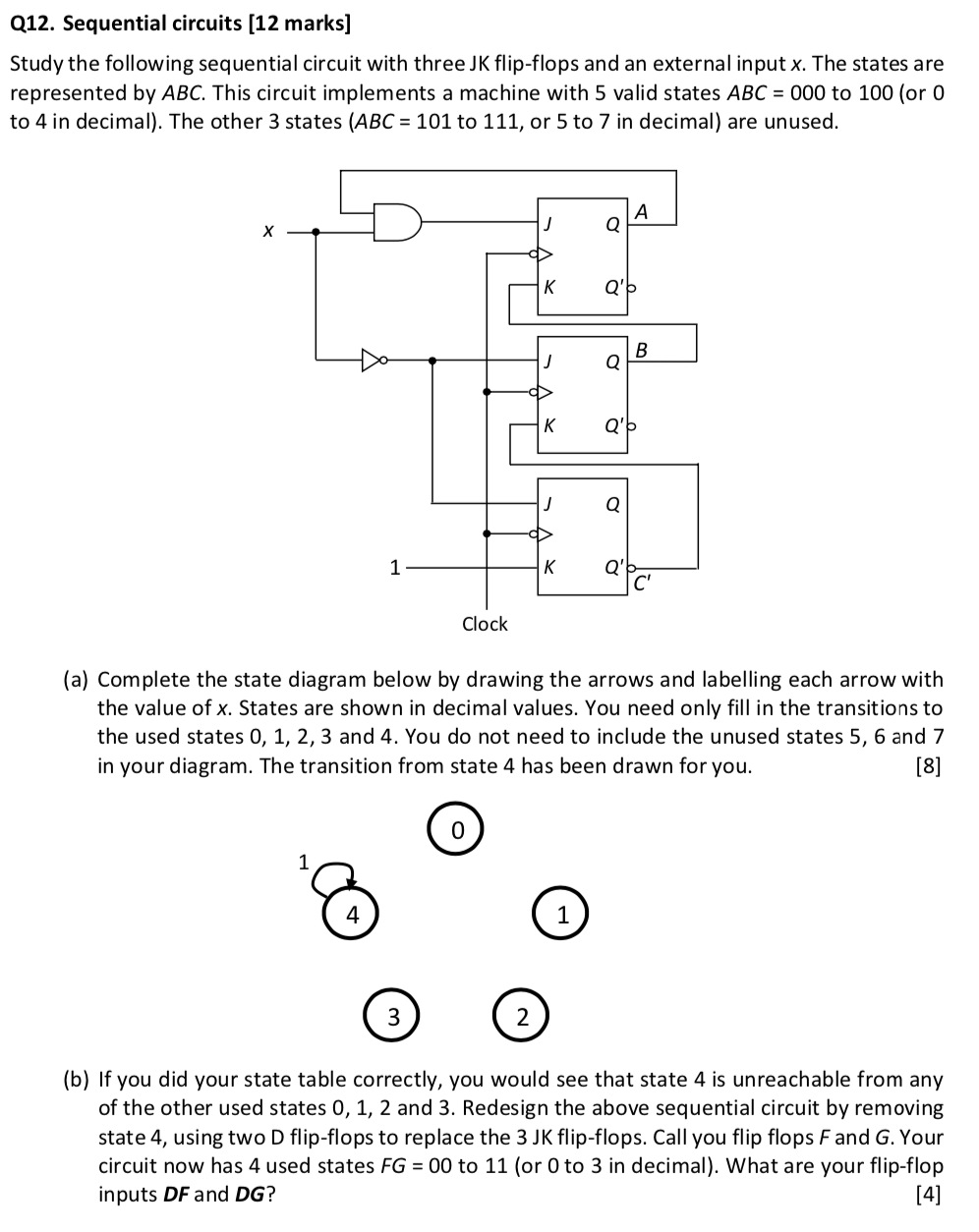 Solved Q12. Sequential circuits (12 marks] Study the | Chegg.com