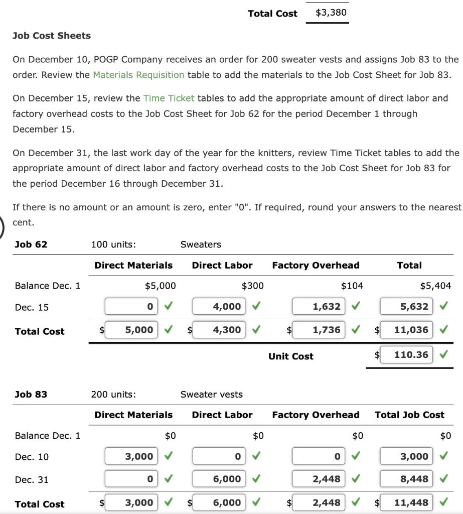 Solved Mastery Problem: Job Order Costing Purl of Great | Chegg.com