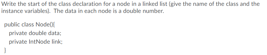 IntNode data : int link : IntNode + IntNode ( data : | Chegg.com