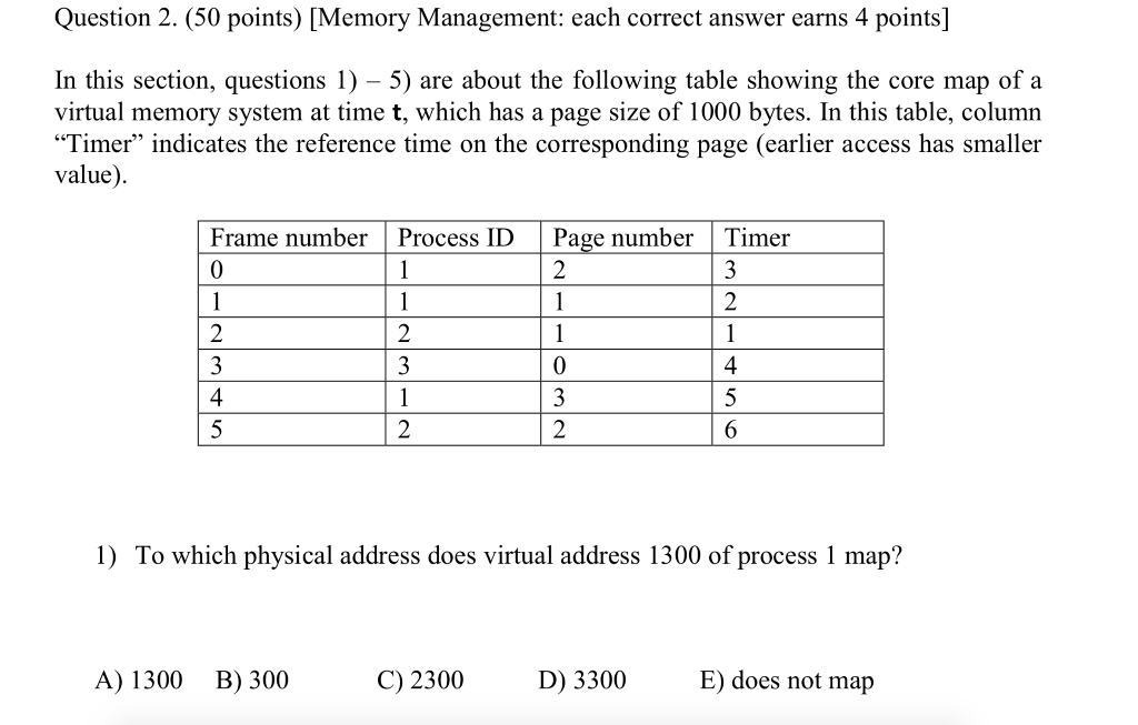 Solved Memory Management: Mapping virtual address to | Chegg.com