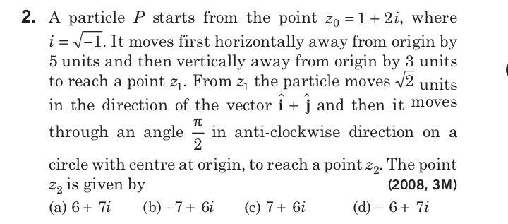 Solved + 2. A particle P starts from the point zo = 1 + 2i, | Chegg.com