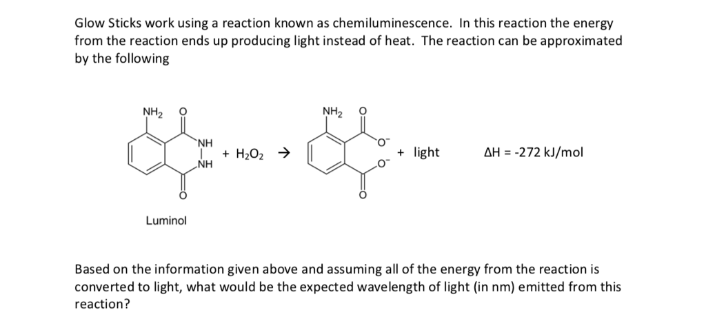 chemiluminescence: glow stick in a beaker chegg