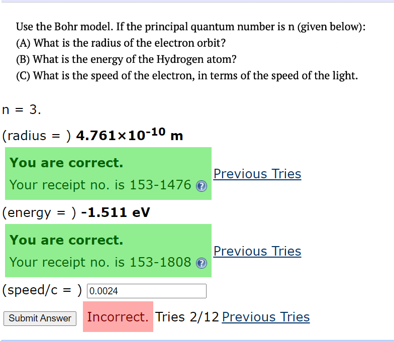 Solved Use the Bohr model. If the principal quantum number | Chegg.com