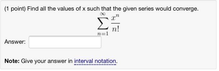 Solved (1 point) Find all the values of x such that the | Chegg.com