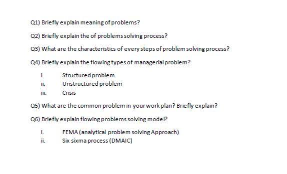Solved Q1) Briefly explain meaning of problems? Q2) Briefly | Chegg.com