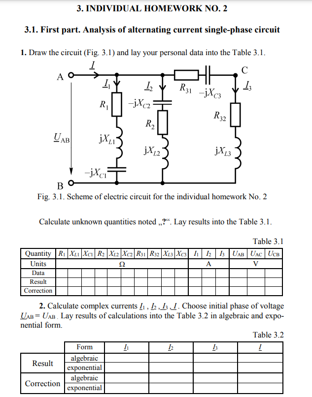 3.1. First part. Analysis of alternating current | Chegg.com