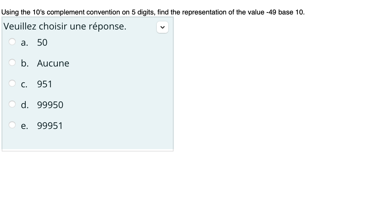 Solved Using the 10's complement convention on 5 digits, | Chegg.com