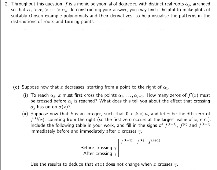 Solved 2. Throughout this question, f is a monic polynomial | Chegg.com