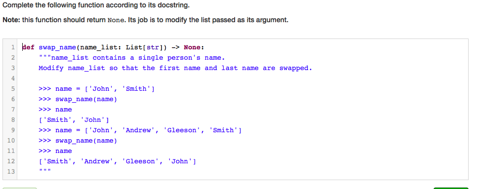 Solved Complete The Following Function According To Its